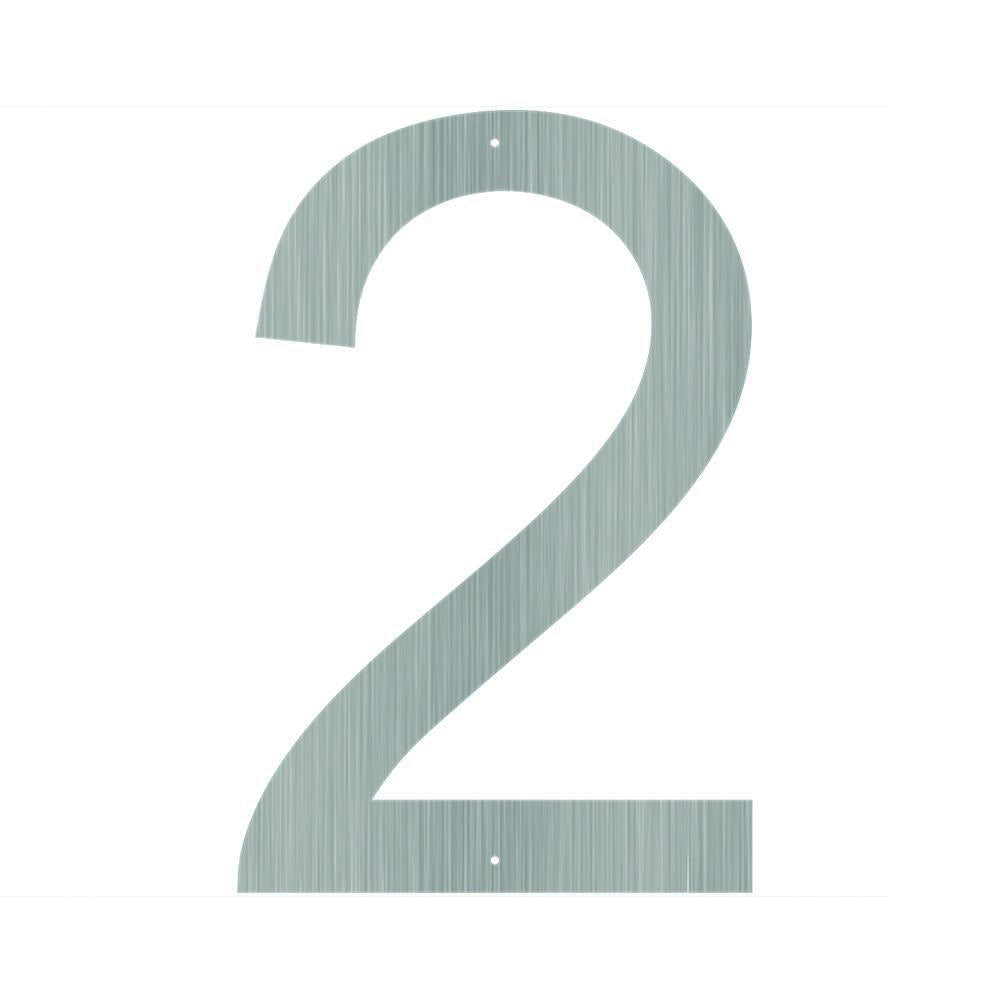 Number 2 Regular House Number in Stainless Steel 200mm High