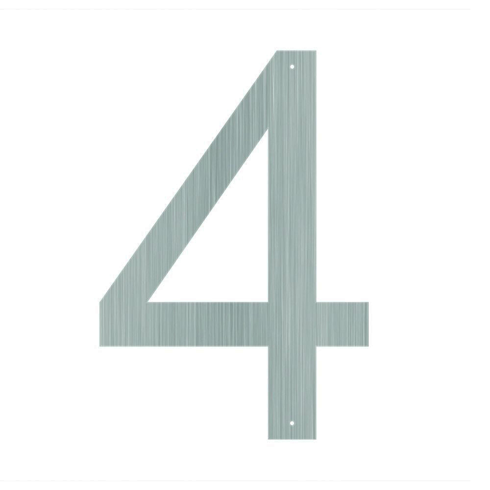 Number 4 Regular House Number in Stainless Steel 200mm High